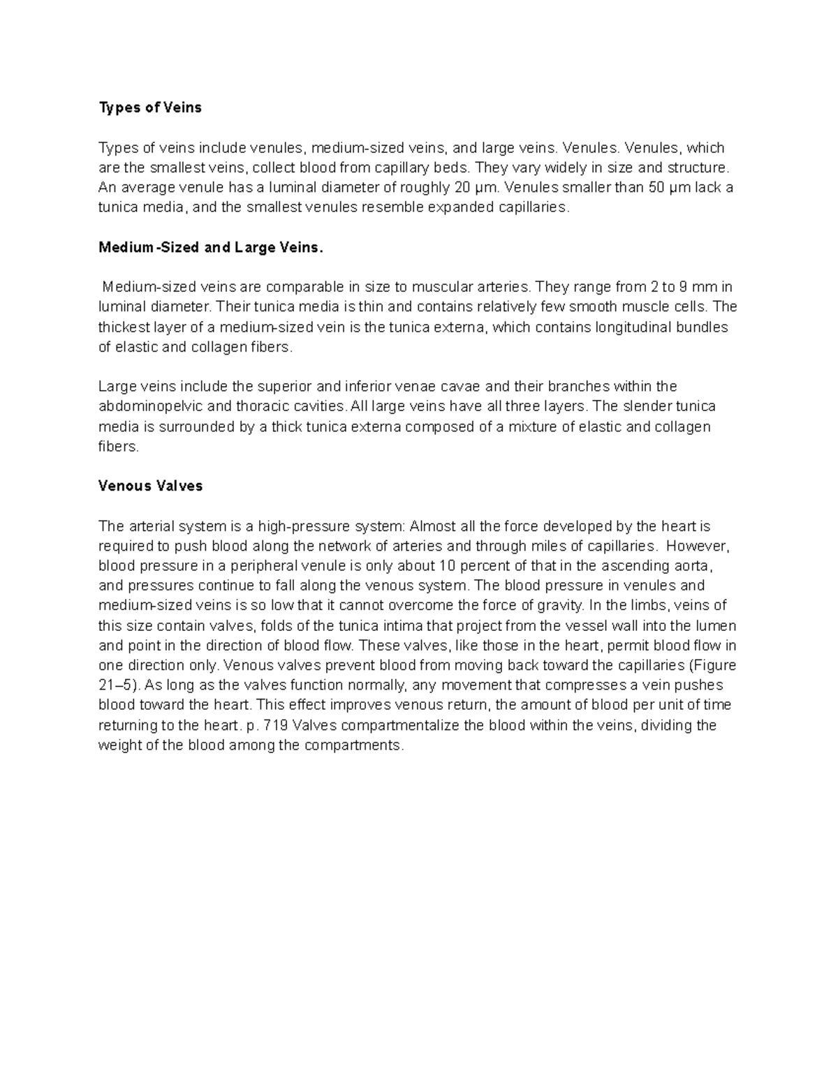 Types of Veins - Lecture notes 22 - Types of Veins Types of veins ...