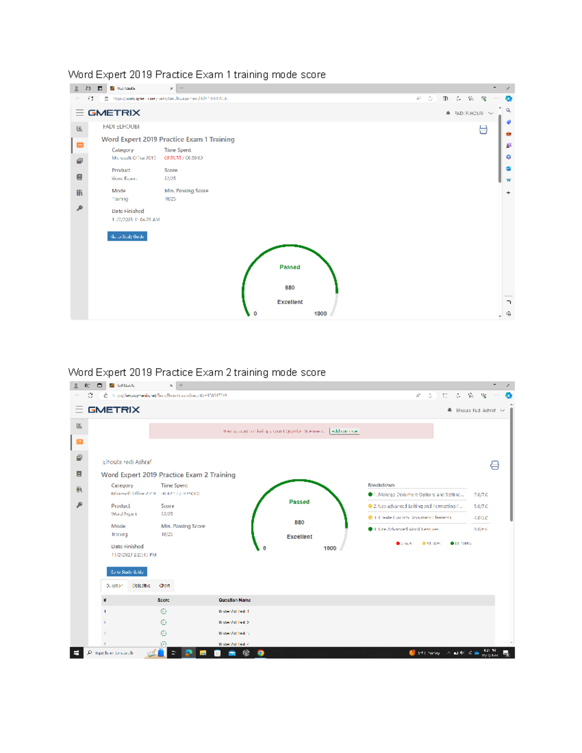 Expert Training Test 1&2 Scores - Word Expert 2019 Practice Exam 1 ...