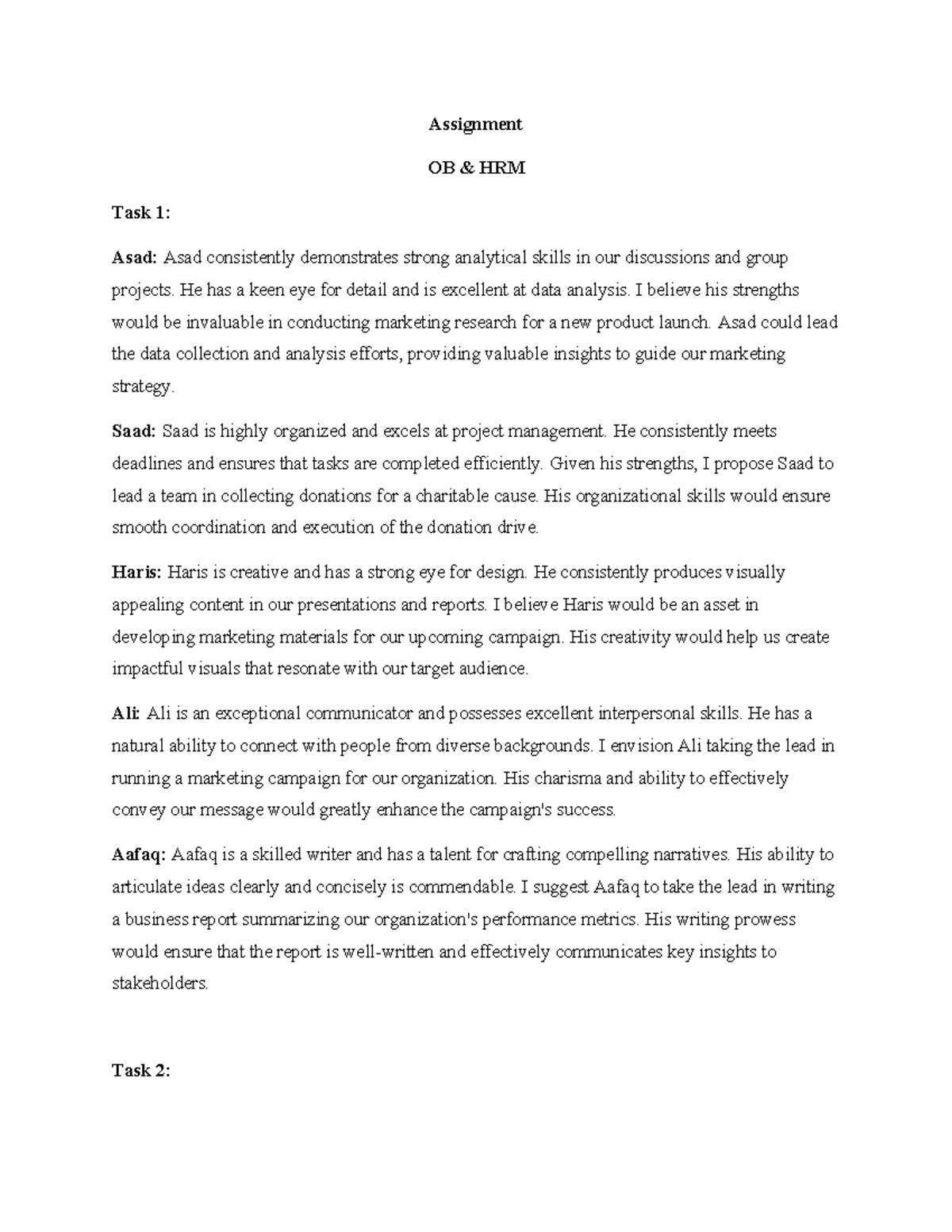 OB Task 1 & 2 - In this task, we were supposed to choose 4 of our ...