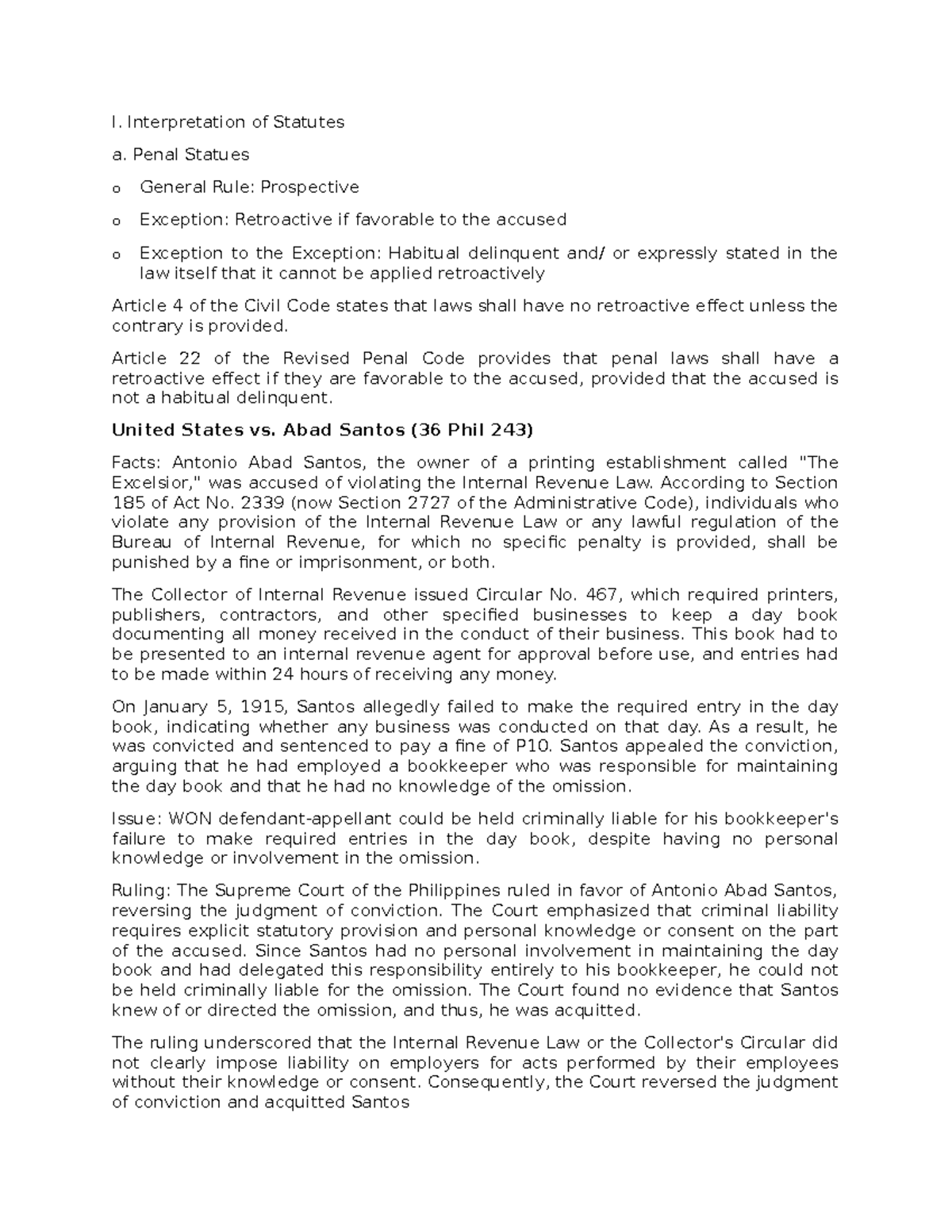 Statcon interpretation of statutes - I. Interpretation of Statutes a ...