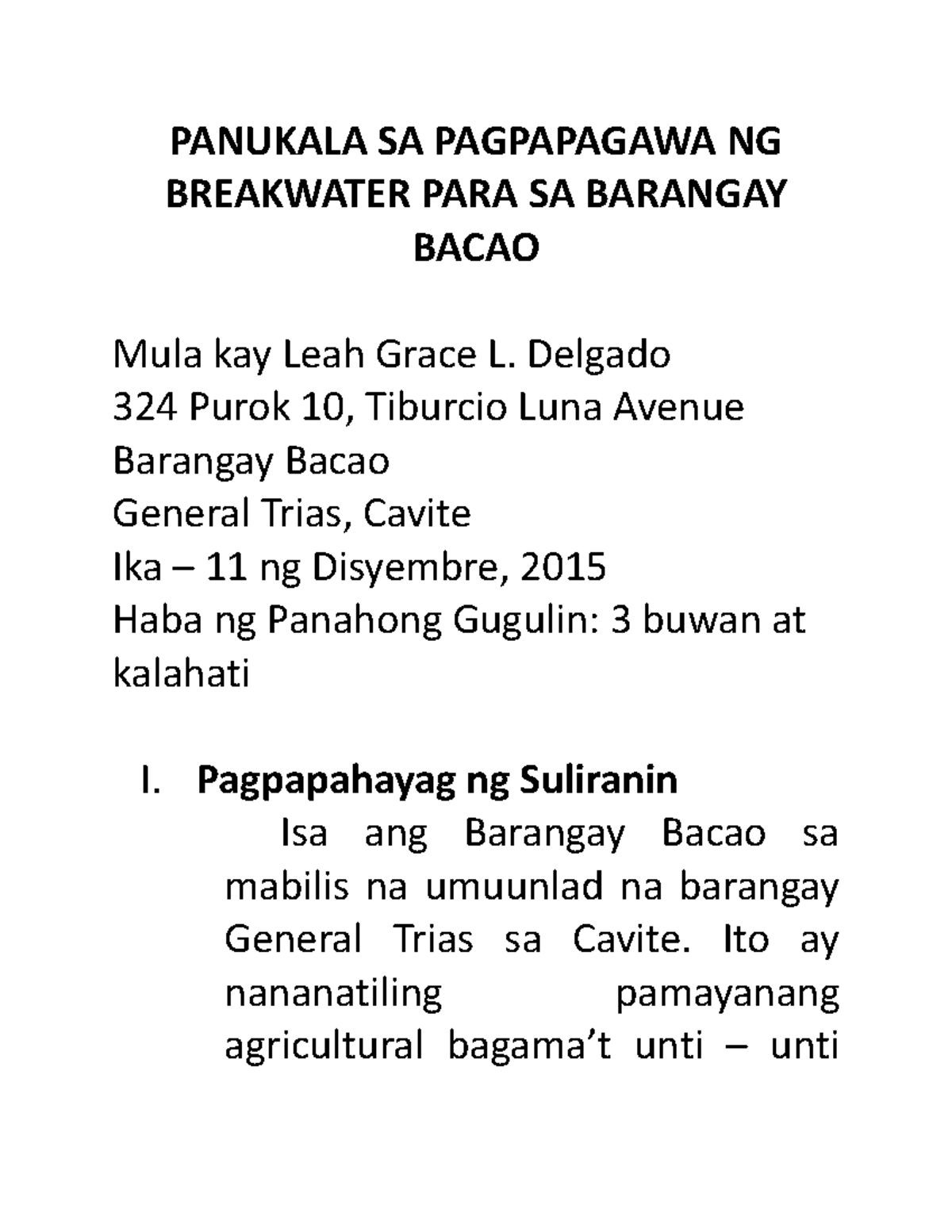 Balangkas Ng Panukalang Pananaliksik