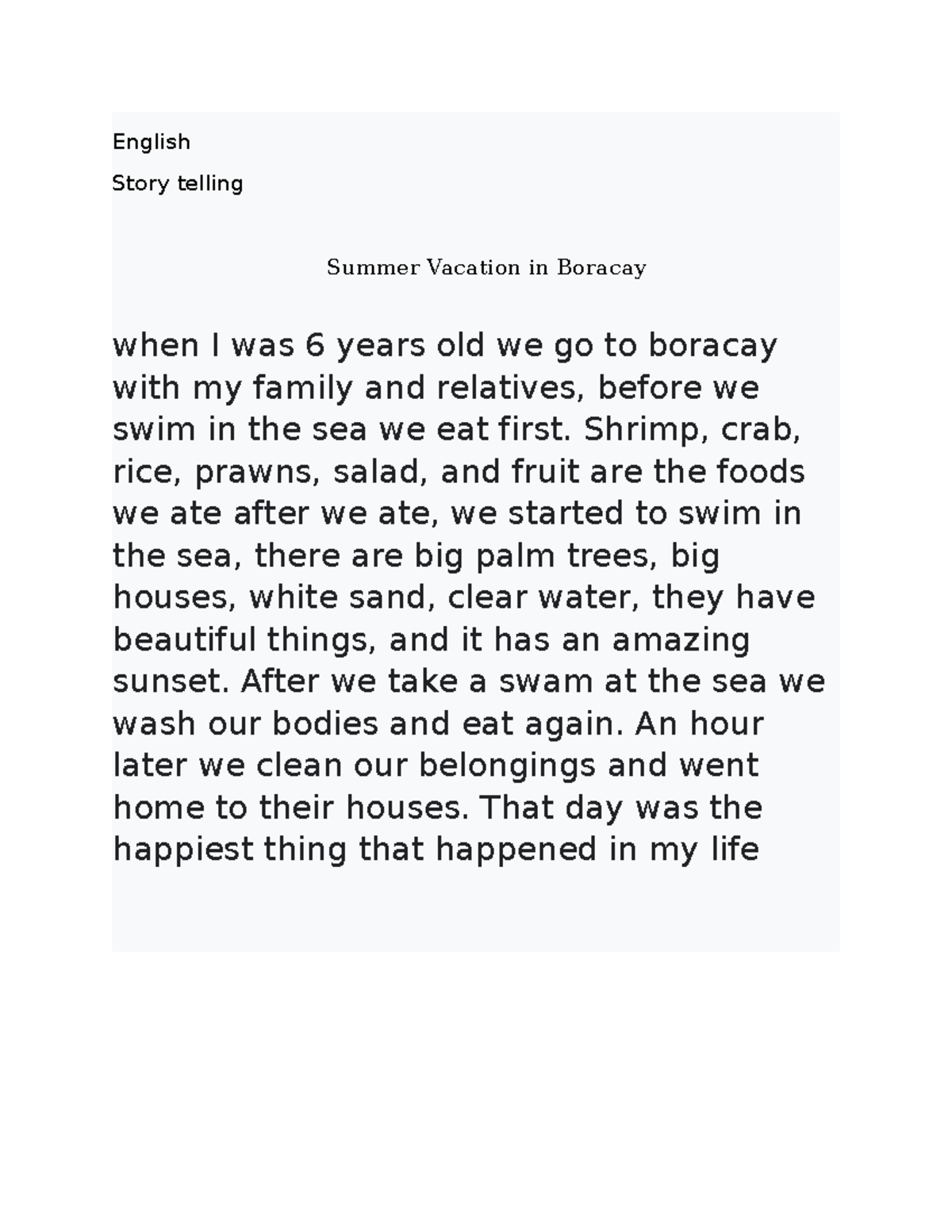 7 English Storytelling - English Story telling Summer Vacation in ...