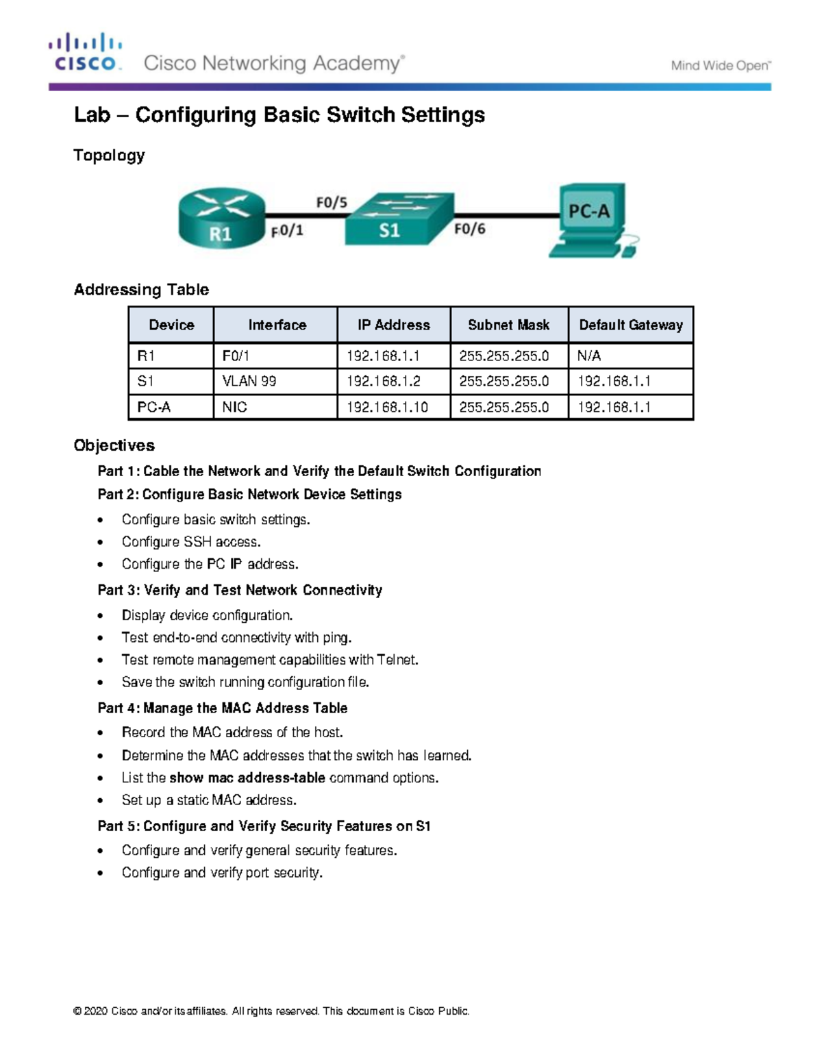 9226 Lab Configuring Dynamic And Static Nat Topology Addressing Table Device Interface Ip
