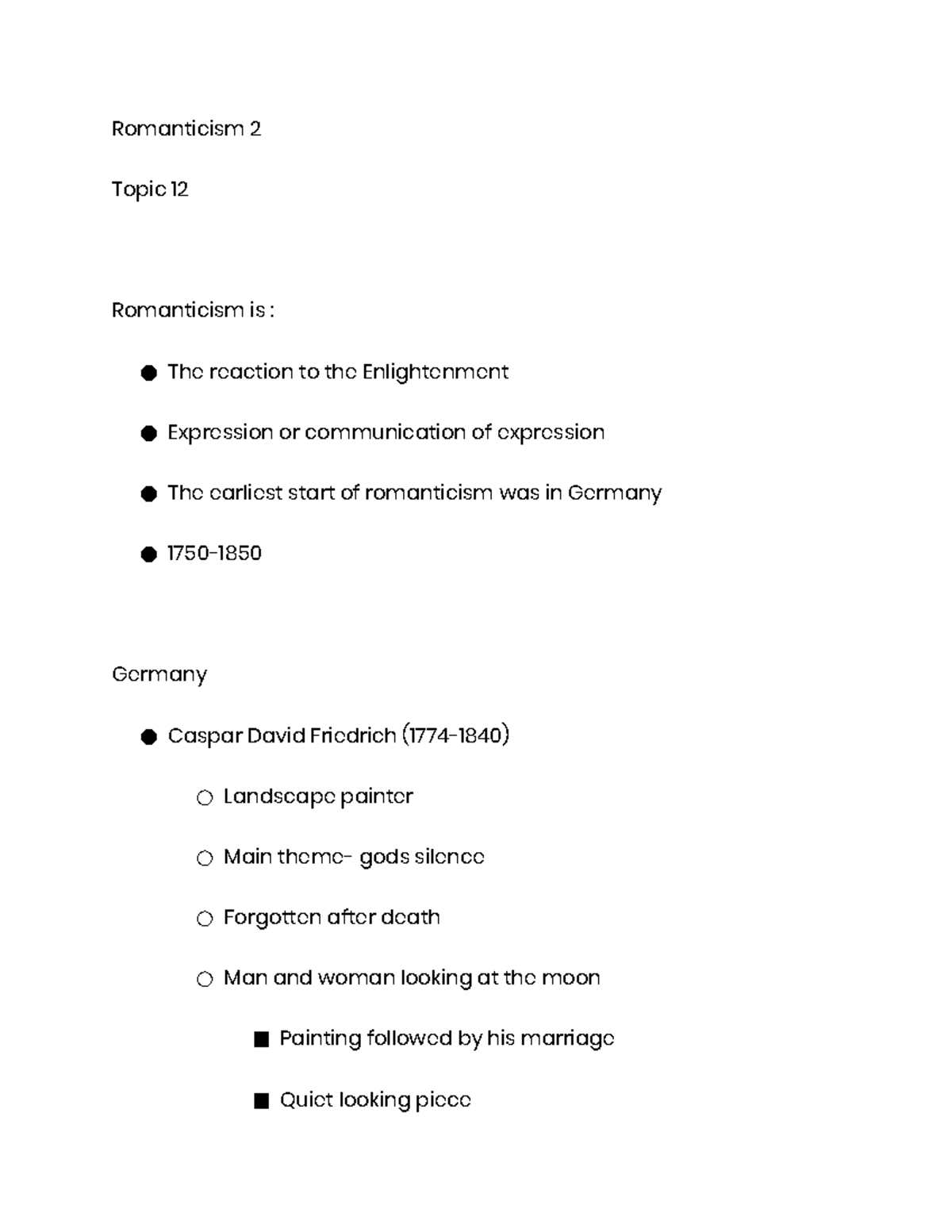 4/16 - notes - Romanticism 2 Topic 12 Romanticism is : The reaction to ...
