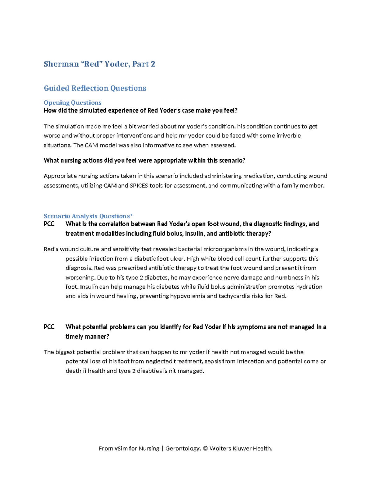 Debreif Yoder Part2 - vsims debrief questions - Sherman “Red” Yoder ...