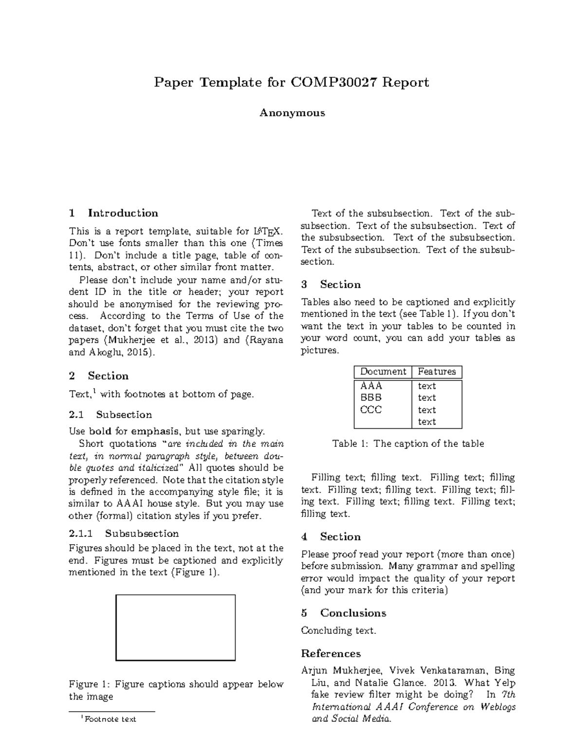 Assignment 2 Report Template - Paper Template for COMP30027 Report ...