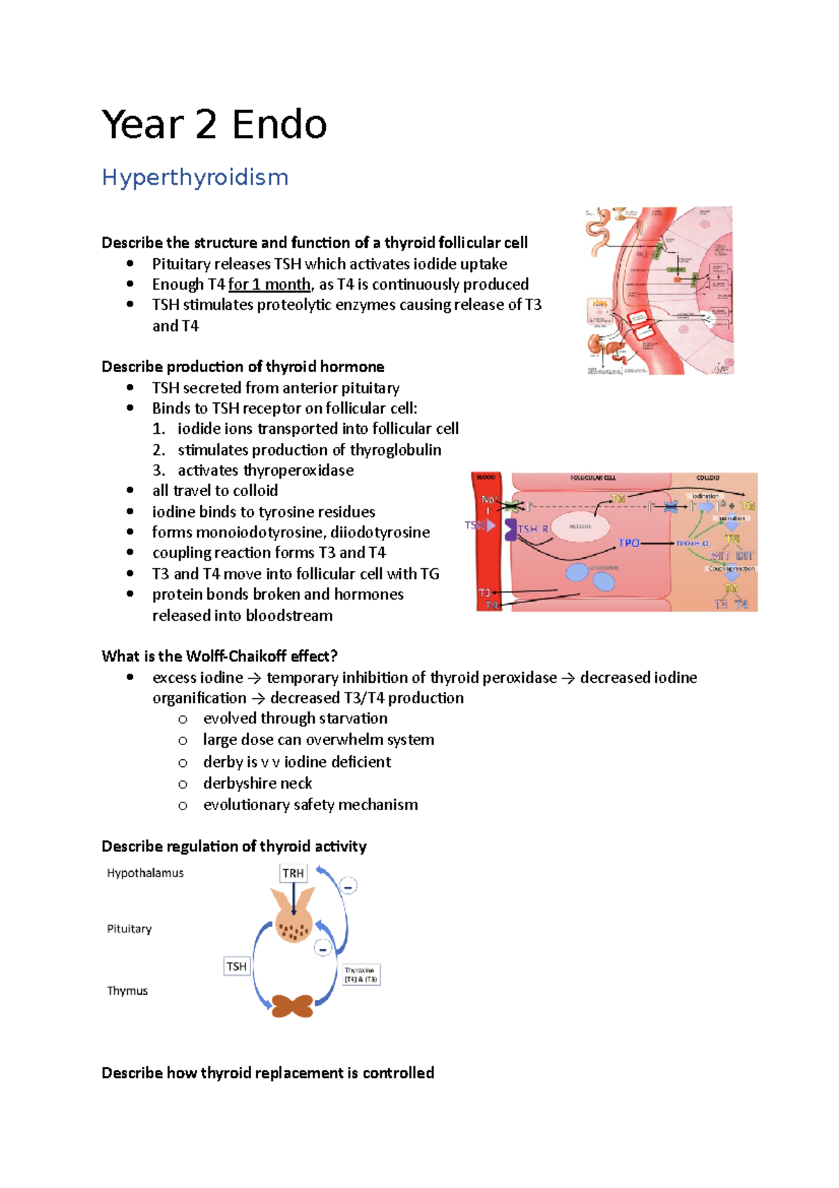 Year 2 Endo - Hyperthyroidism - Year 2 Endo Hyperthyroidism Describe ...