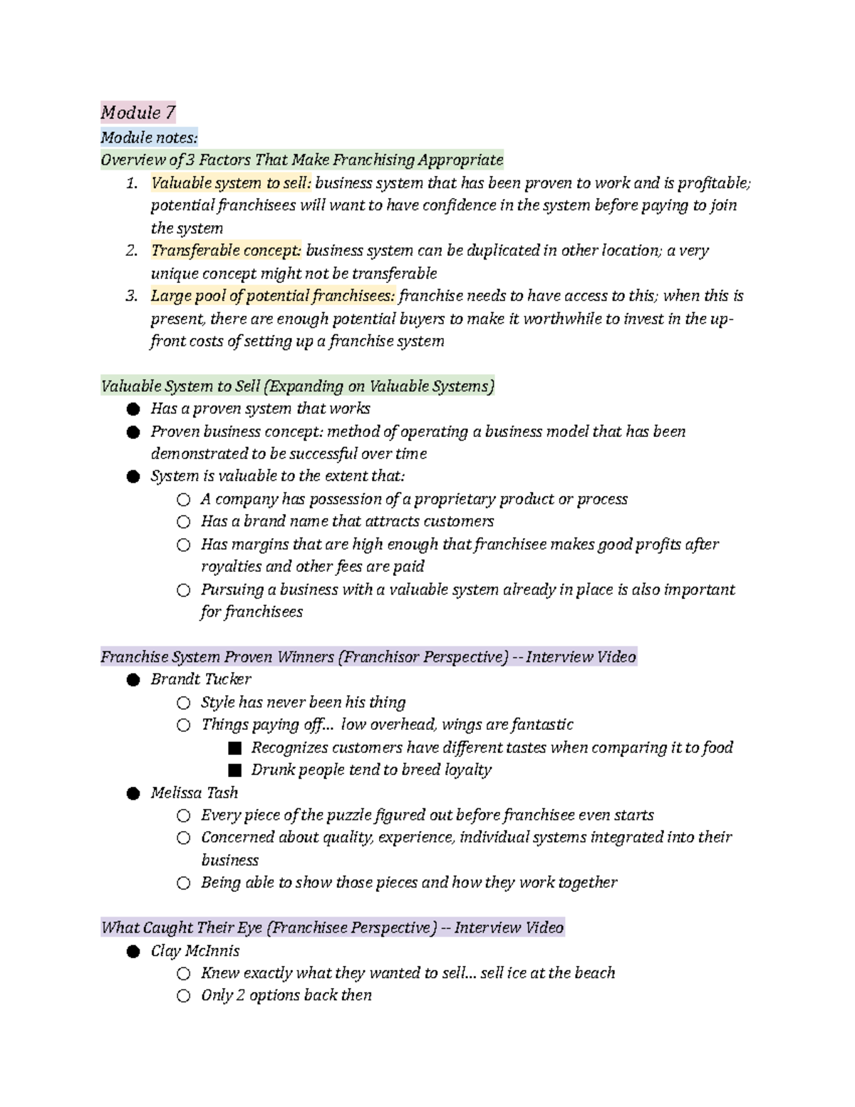 Module 7 and 8 notes - Module 7 Module notes: Overview of 3 Factors ...