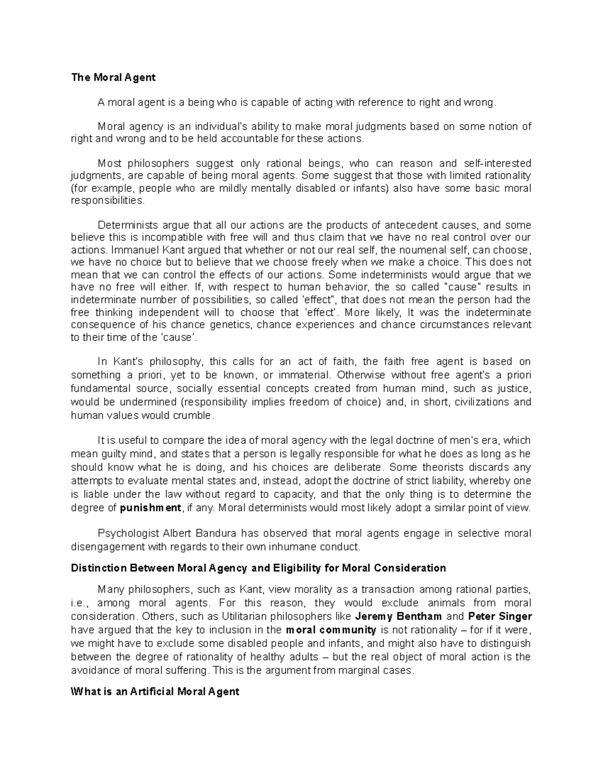 IM-2 Ethics - The Moral Agent A moral agent is a being who is capable ...