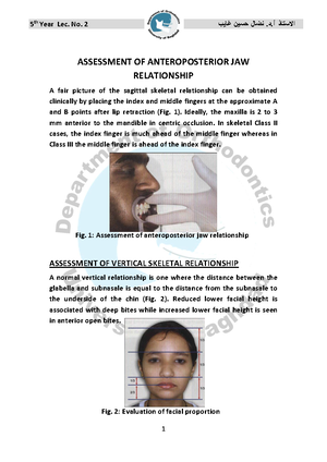 Orthodontic lect 16 - Vertical Plane Discrepancies (Deep Bite) Vertical relationship The face is ...