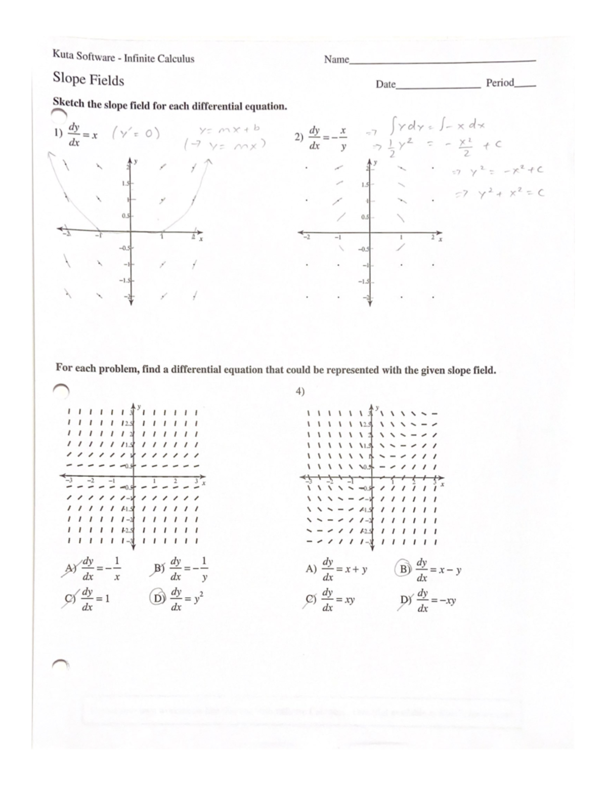 Calculus I Slope Fields - Math214 - Studocu