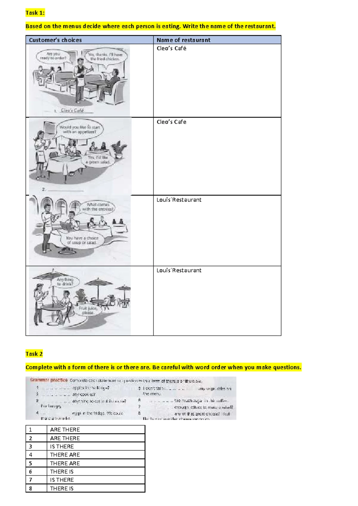 English TASK 2 - Task 1 Find the following sentences and phrases in the ...