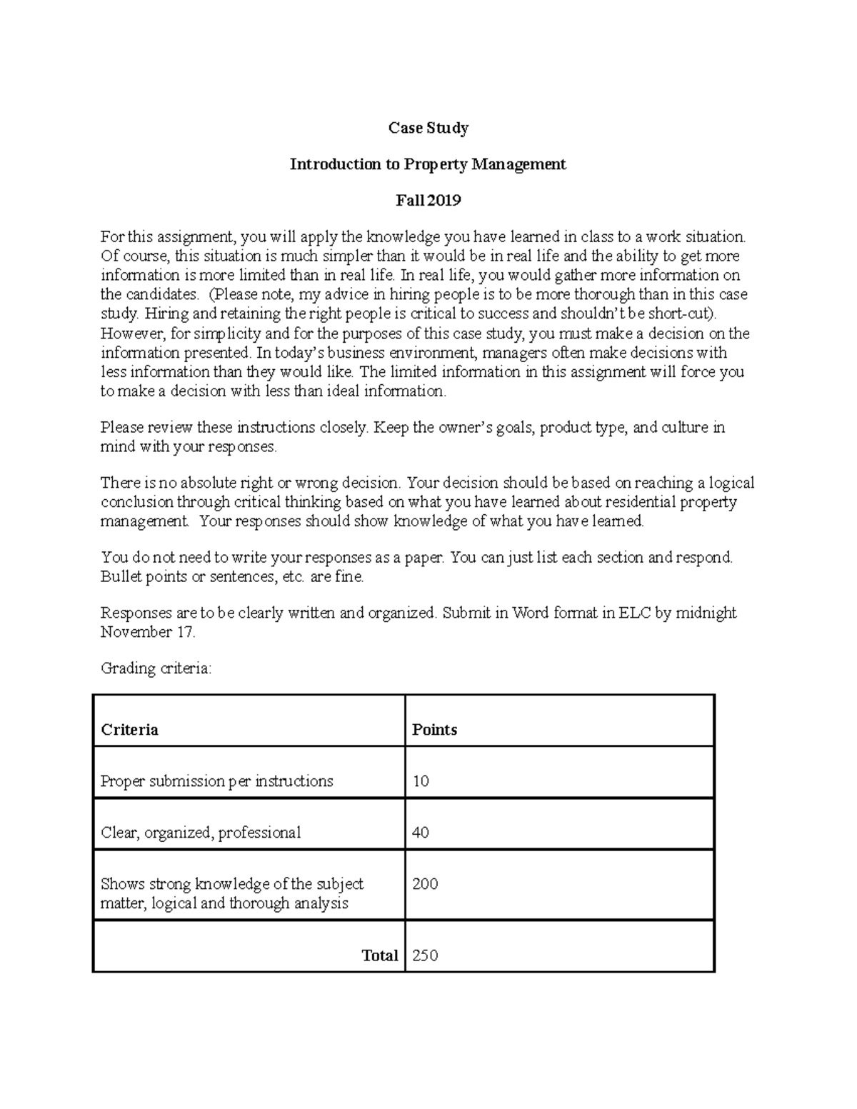 Case Study - Brown - Case Study Introduction to Property Management ...