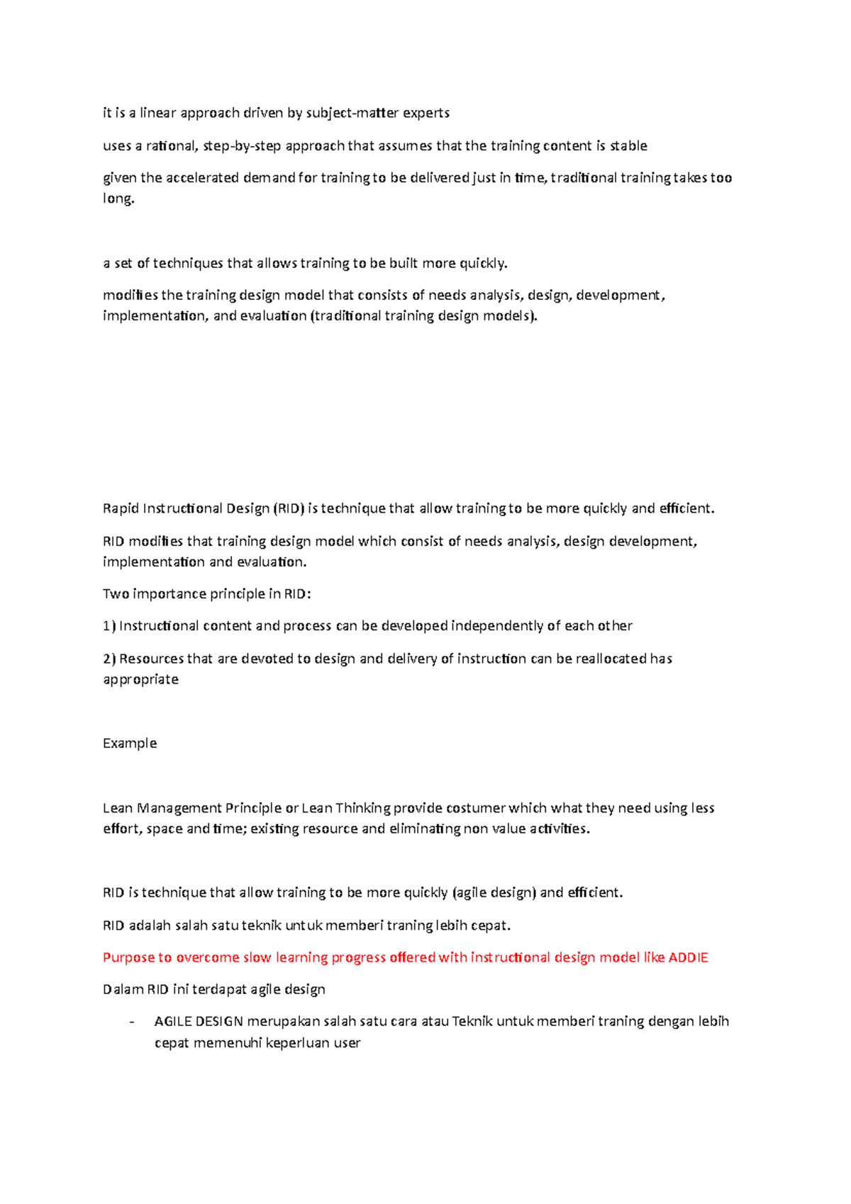 Rapid Instructional Design - it is a linear approach driven by subject ...