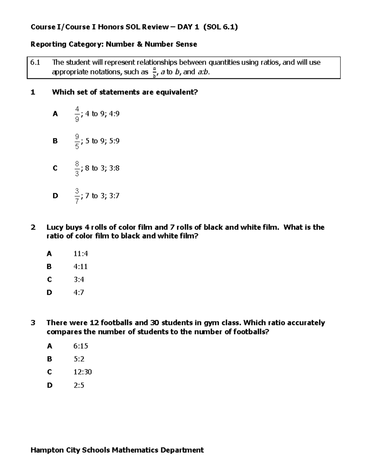 Tania Young - Day 1 SOL 6.1 Grade 6 SOL Review - Reporting Category ...