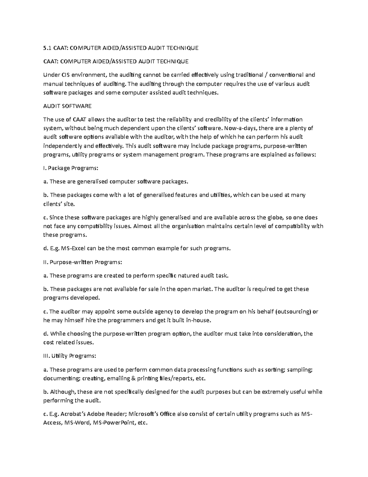 Module 5 - vwrv v - 5 CAAT: COMPUTER AIDED/ASSISTED AUDIT TECHNIQUE ...