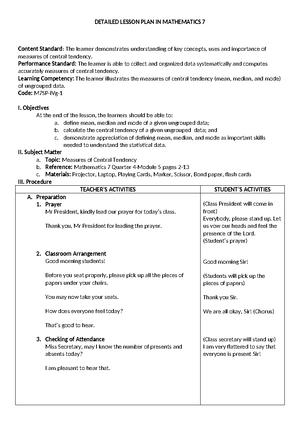 Lesson Planning - WHAT IS A LESSON PLAN? A lesson plan is a detailed ...