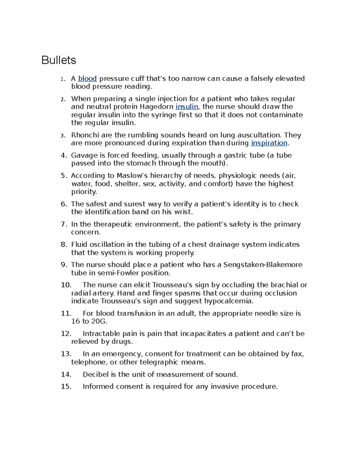 Bullets funda 1 - more concepts for nursing - Bullets A blood pressure ...