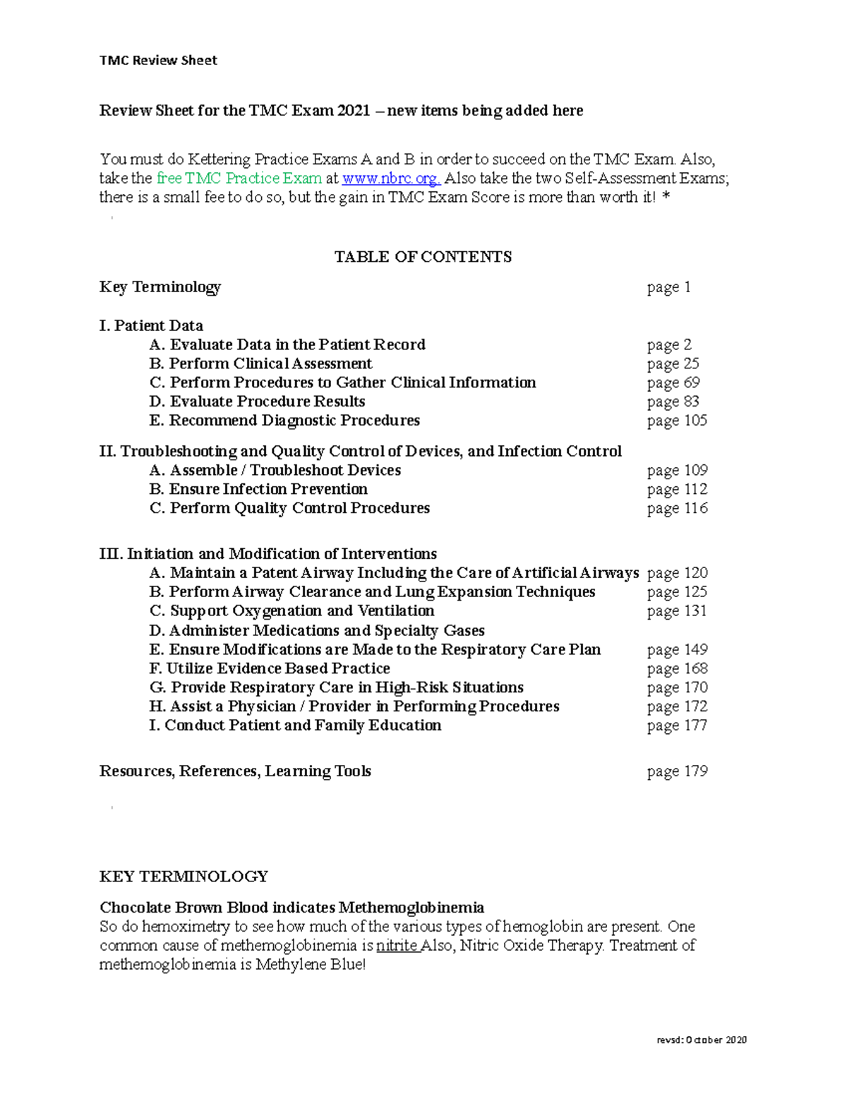 2021 TMC Review Sheet Updated 12 21 20 Organized in Accordance with TMC ...