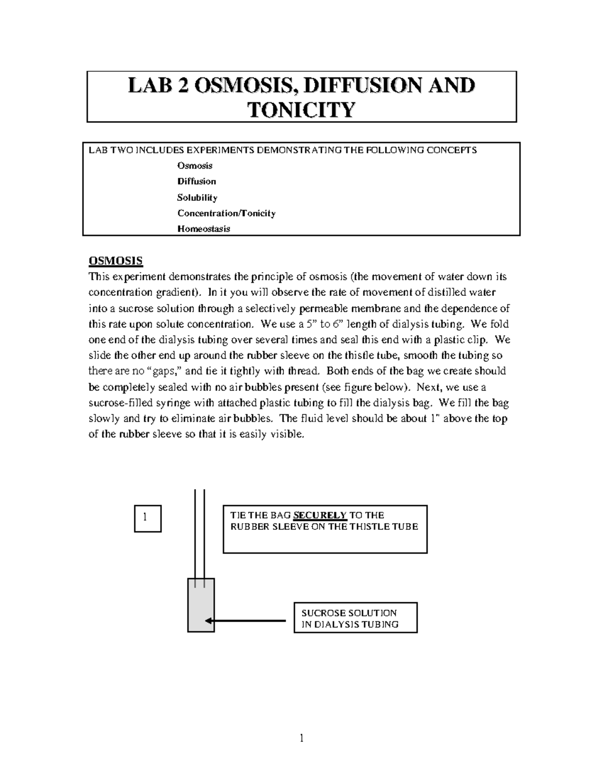 Osmosis, Diffusion AND Tonicity - LLAABB 2 2 OOSSMMOOSSIISS ...
