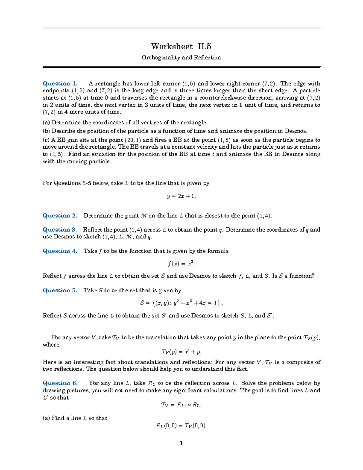 WS+II-5 - david weisbart - Worksheet II. Orthogonality and Reflection ...