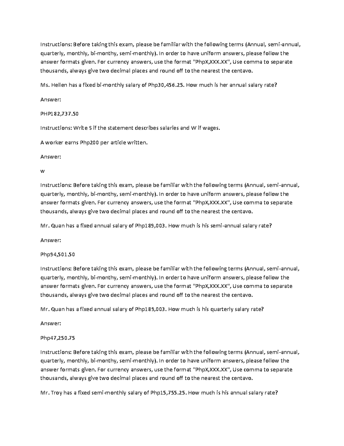 Pdfcoffee - Gshdjjxixiksshbsjs - Instructions: Before taking this exam, please be familiar with ...