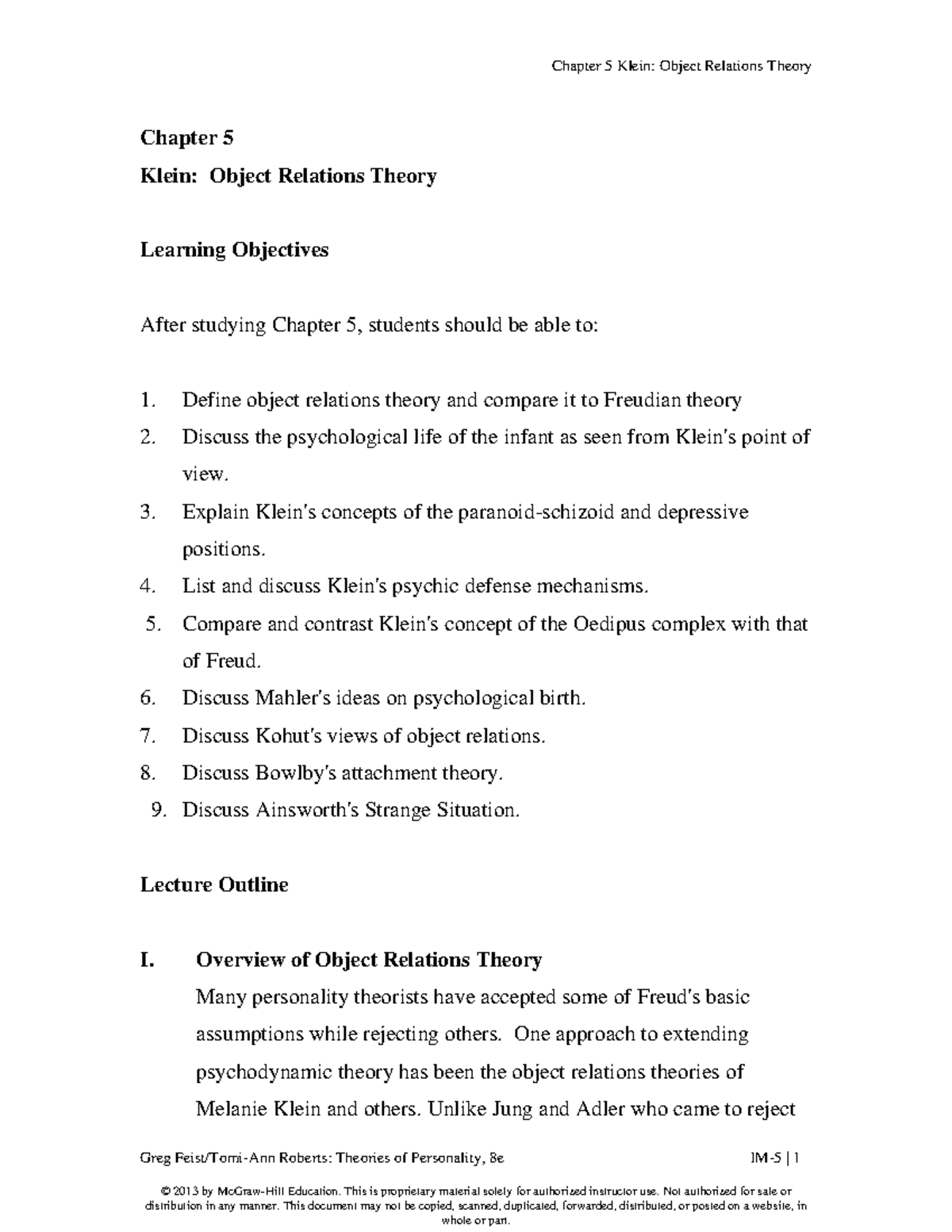 4- Klein [Object Relations Theory] - Greg Feist/Tomi-Ann Roberts ...