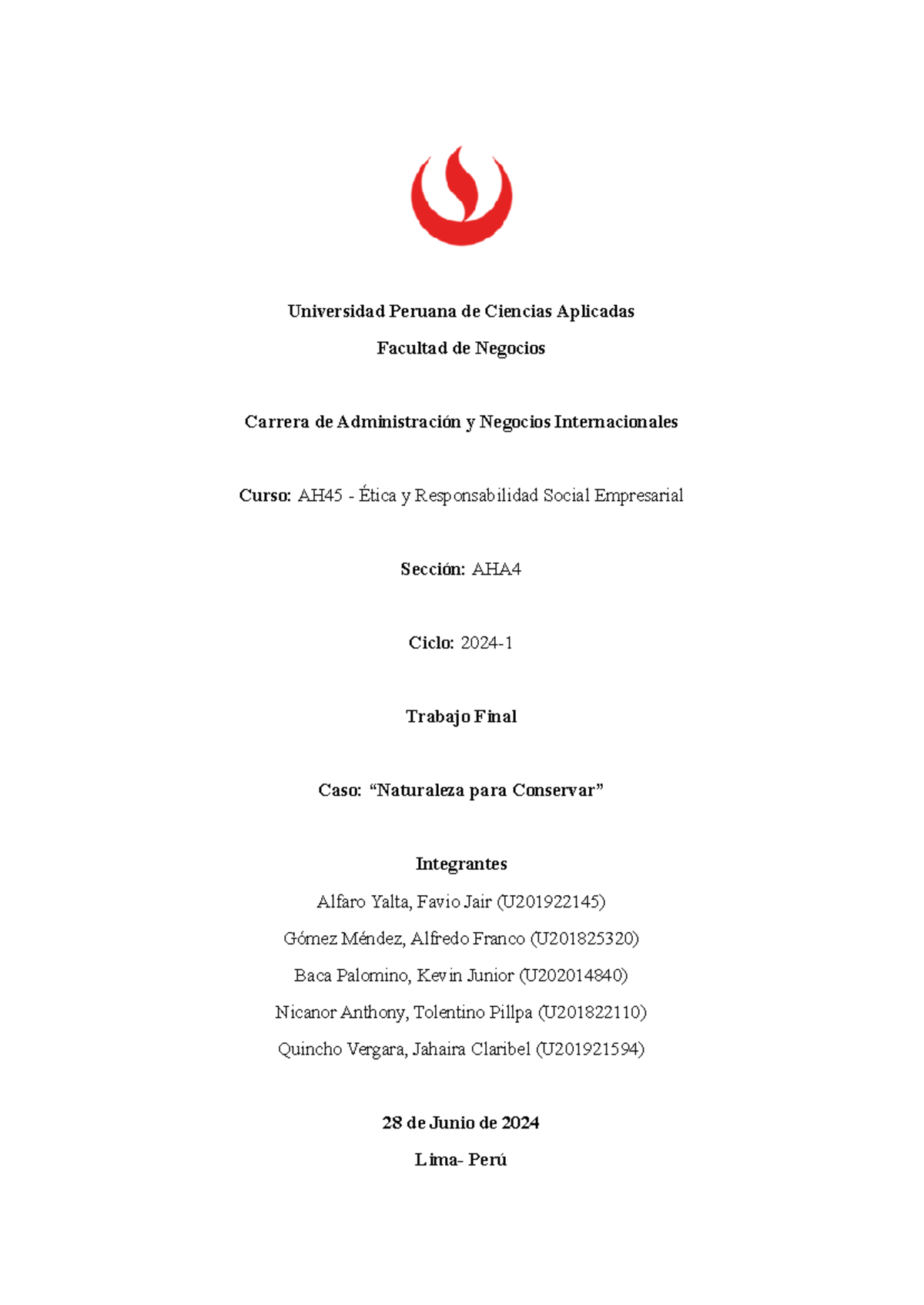 AH45 Ética y Responsabilidad Social Empresarial AHA4 TF G8 ...