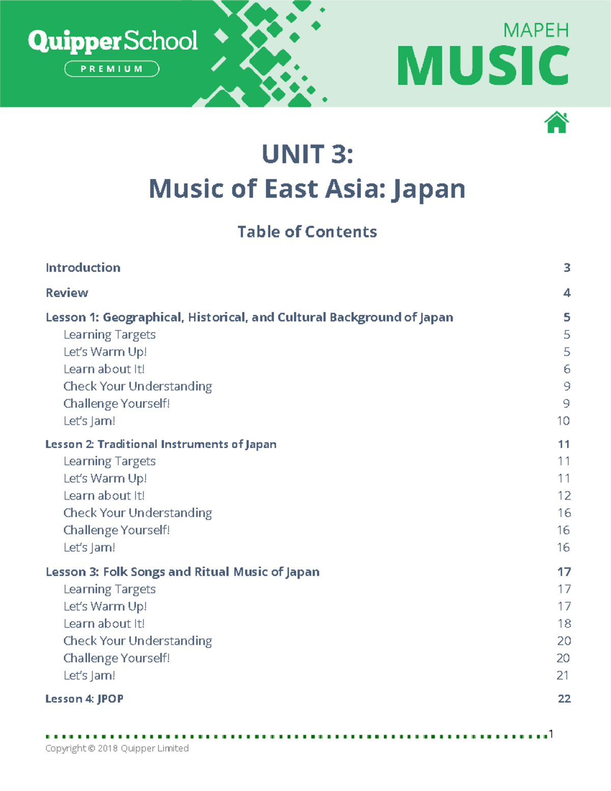 Final Music 8.3 Music of East Asia Japan, 4 Lessons - UNIT 3: Music of ...