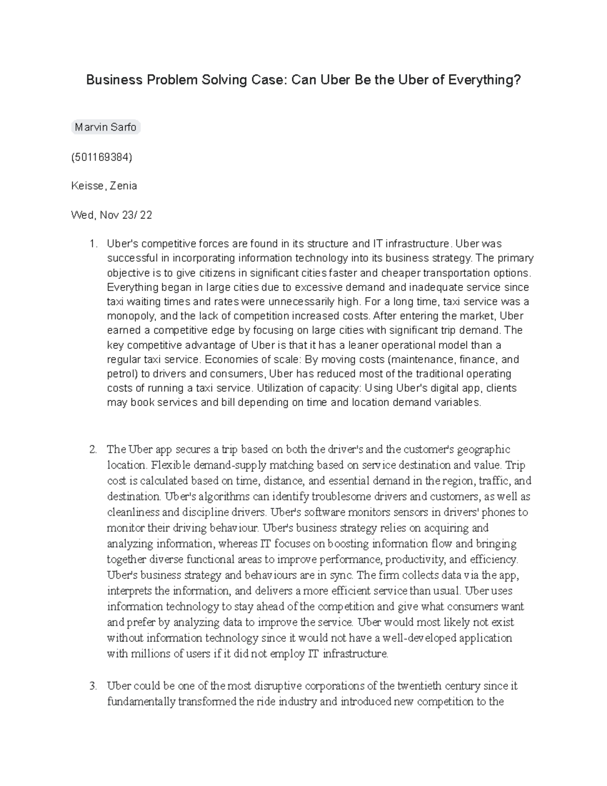 Business Problem Solving Case Can Uber Be the Uber of Everything - Uber ...