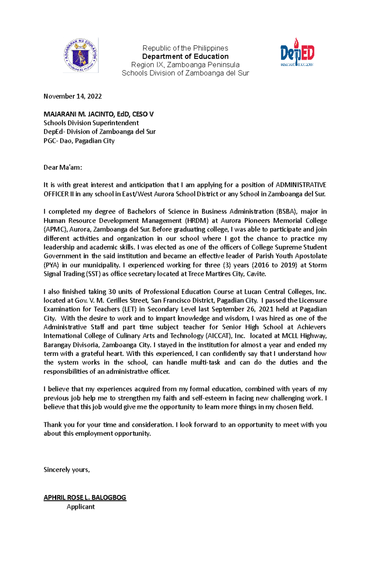 Letter of intent admin - NNN - Republic of the Philippines Department ...