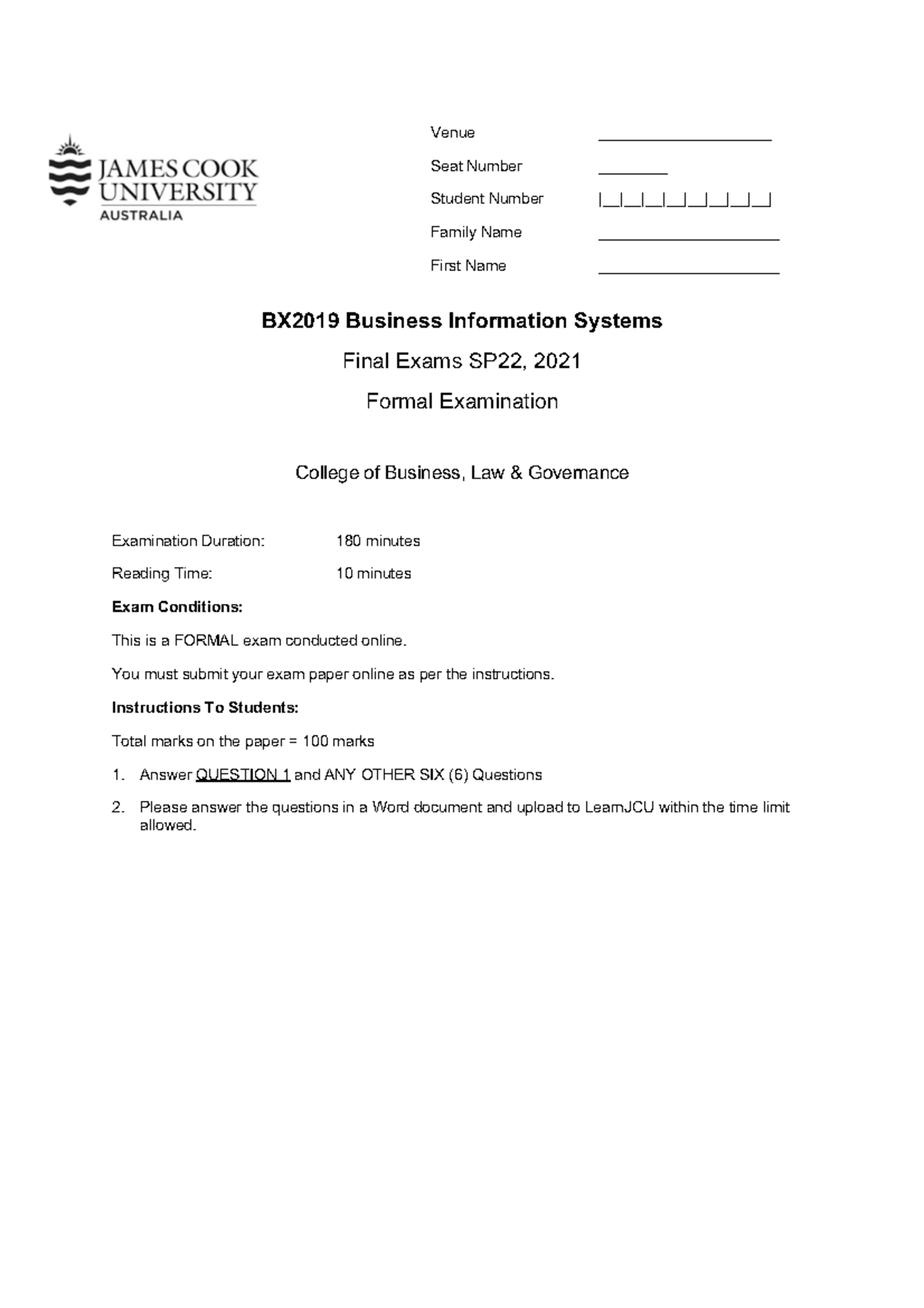 Final Exam Paper for Accounting information system(65%) - BX2019 ...