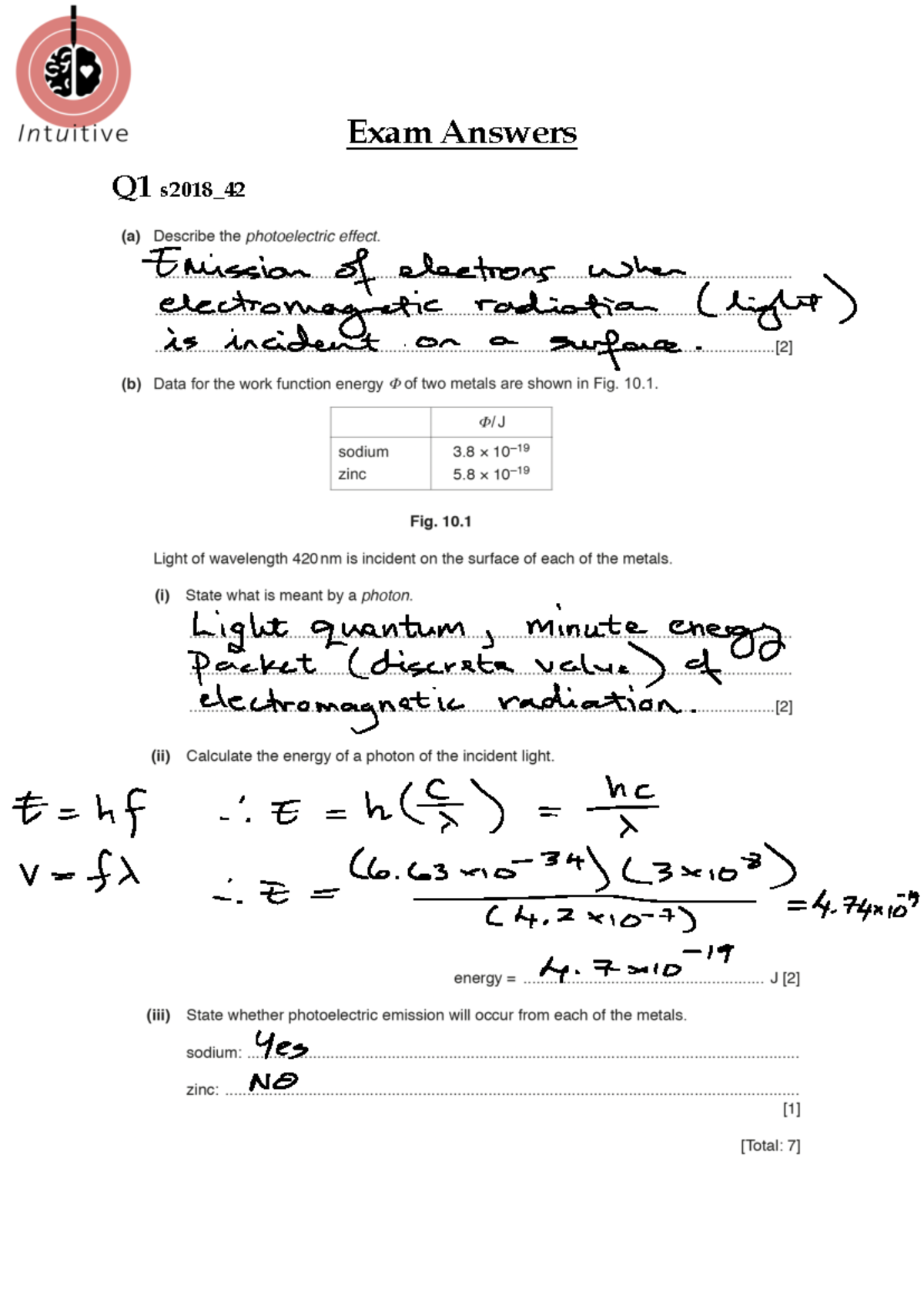 Quantum Physics - Answers - Exam Answers Q 1 s 2018 _ 42 Q 2 w 2018 _ Q ...