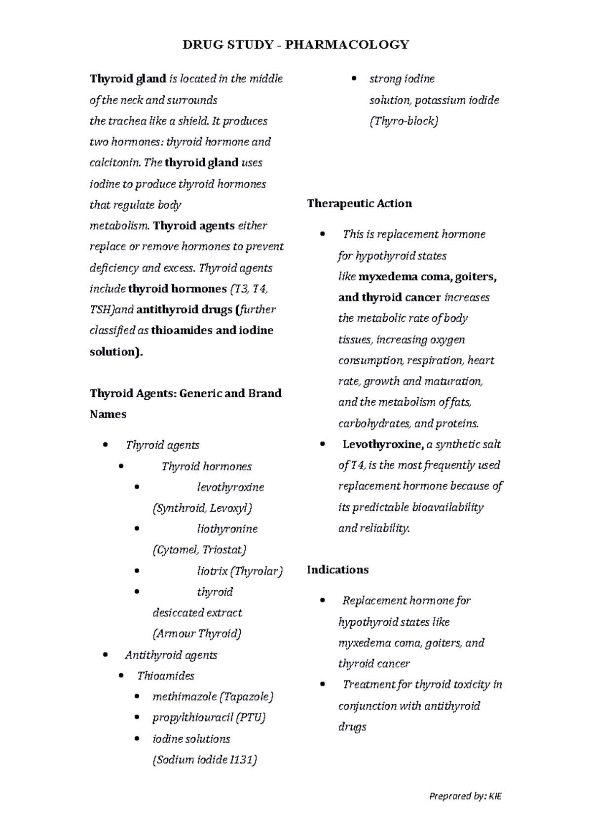 Thyroid Agents - DRUG Study - DRUG STUDY - PHARMACOLOGY Thyroid gland ...