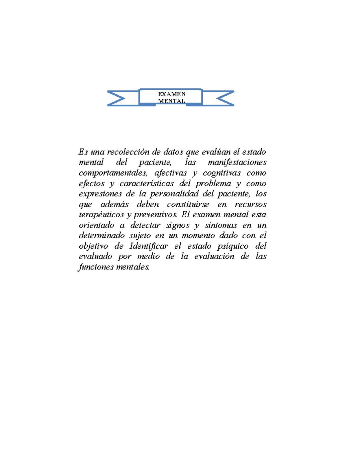 GuÍa De Protocolo Evaluación Examen Mental Examen Mental Es Una