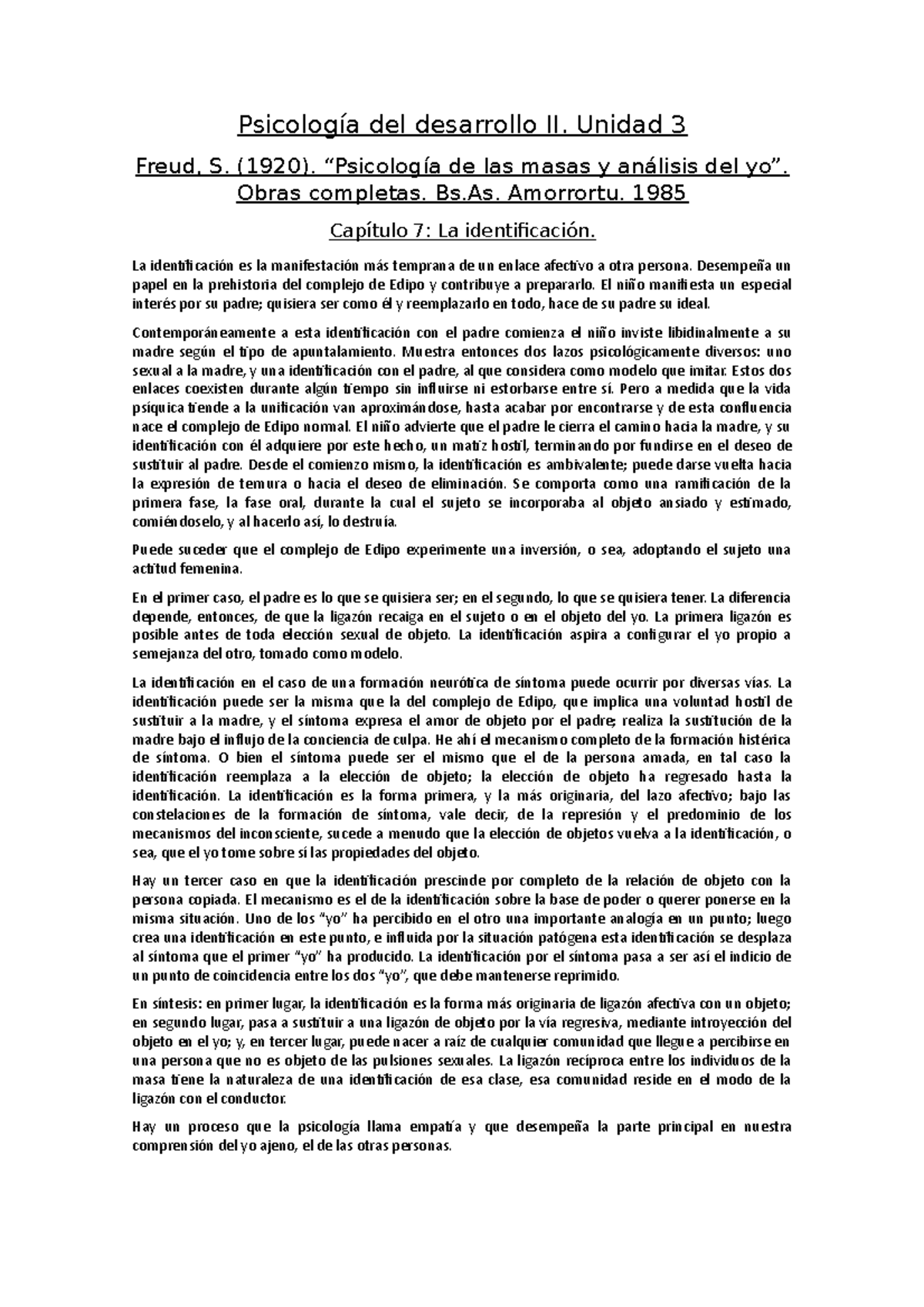 Psicología del desarrollo II. Unidad 3 - Psicología del Desarrollo II - UADER - Studocu