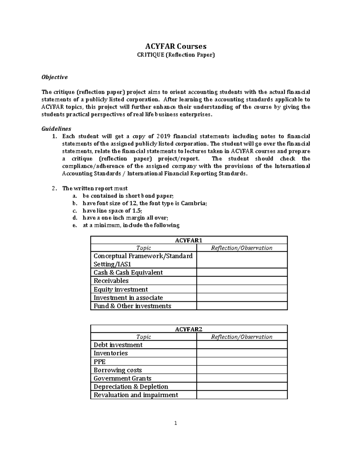 Acyfar Critique writing guidelines July 2020 - Warning: TT: undefined ...