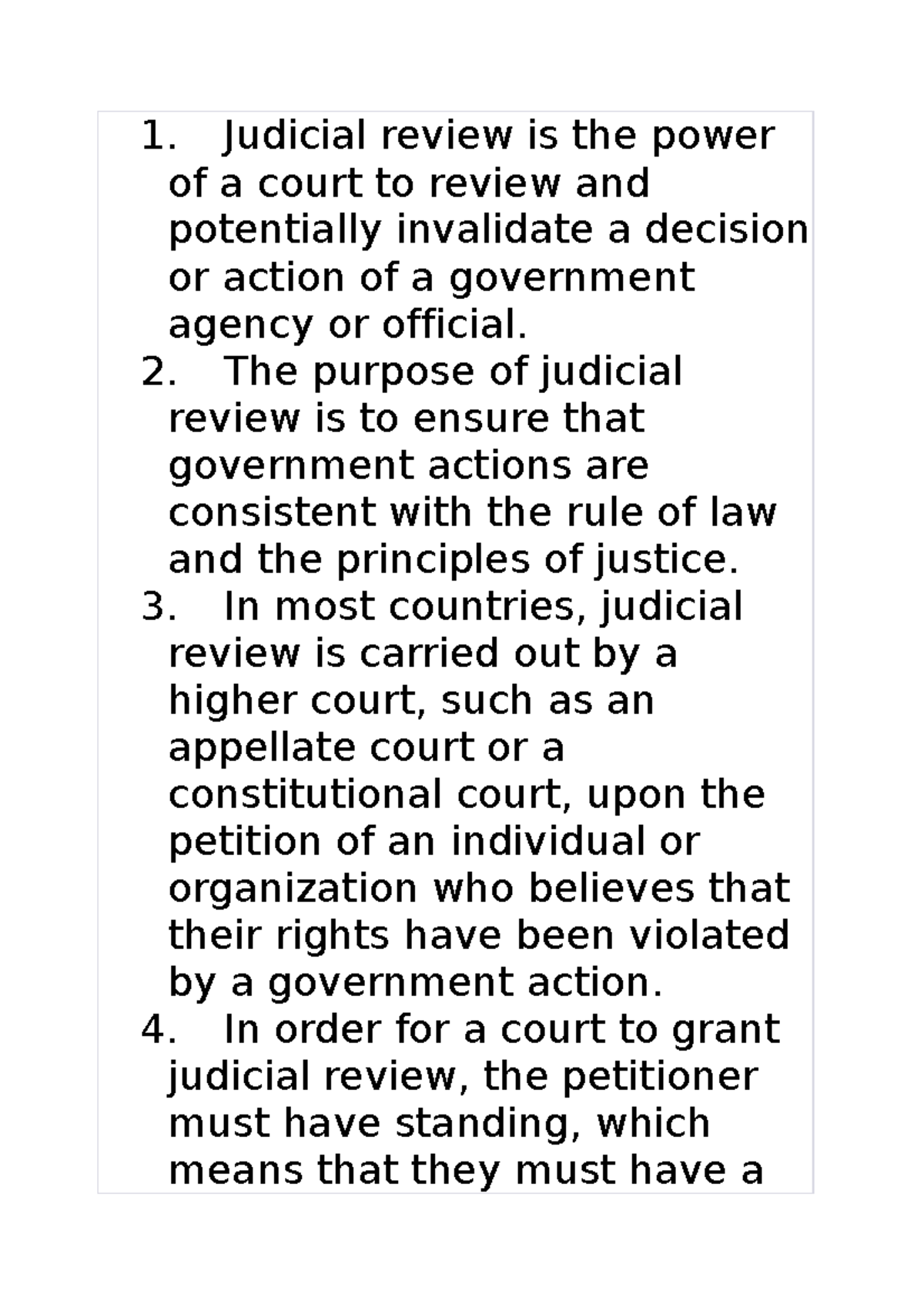 Simple notes on JR - Judicial review is the power of a court to review ...