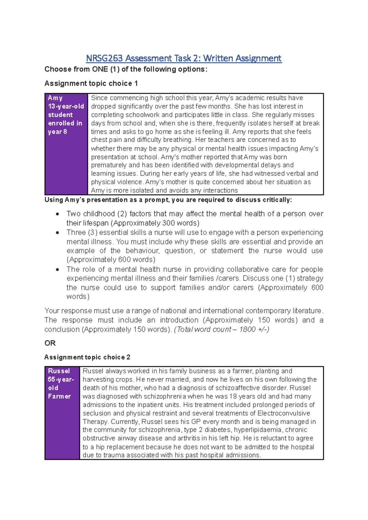 1. AT 2- Written Assessment-2 - NRSG263 Assessment Task 2: Written ...
