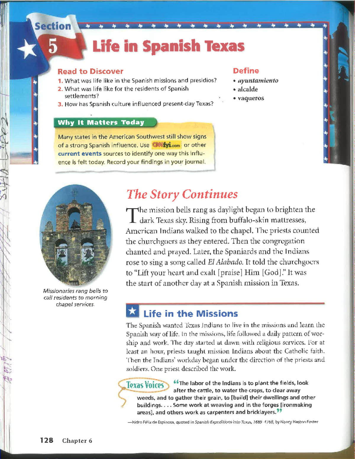 6 - This is very helpful - Section 5 Life in Spanish Texas Read to ...