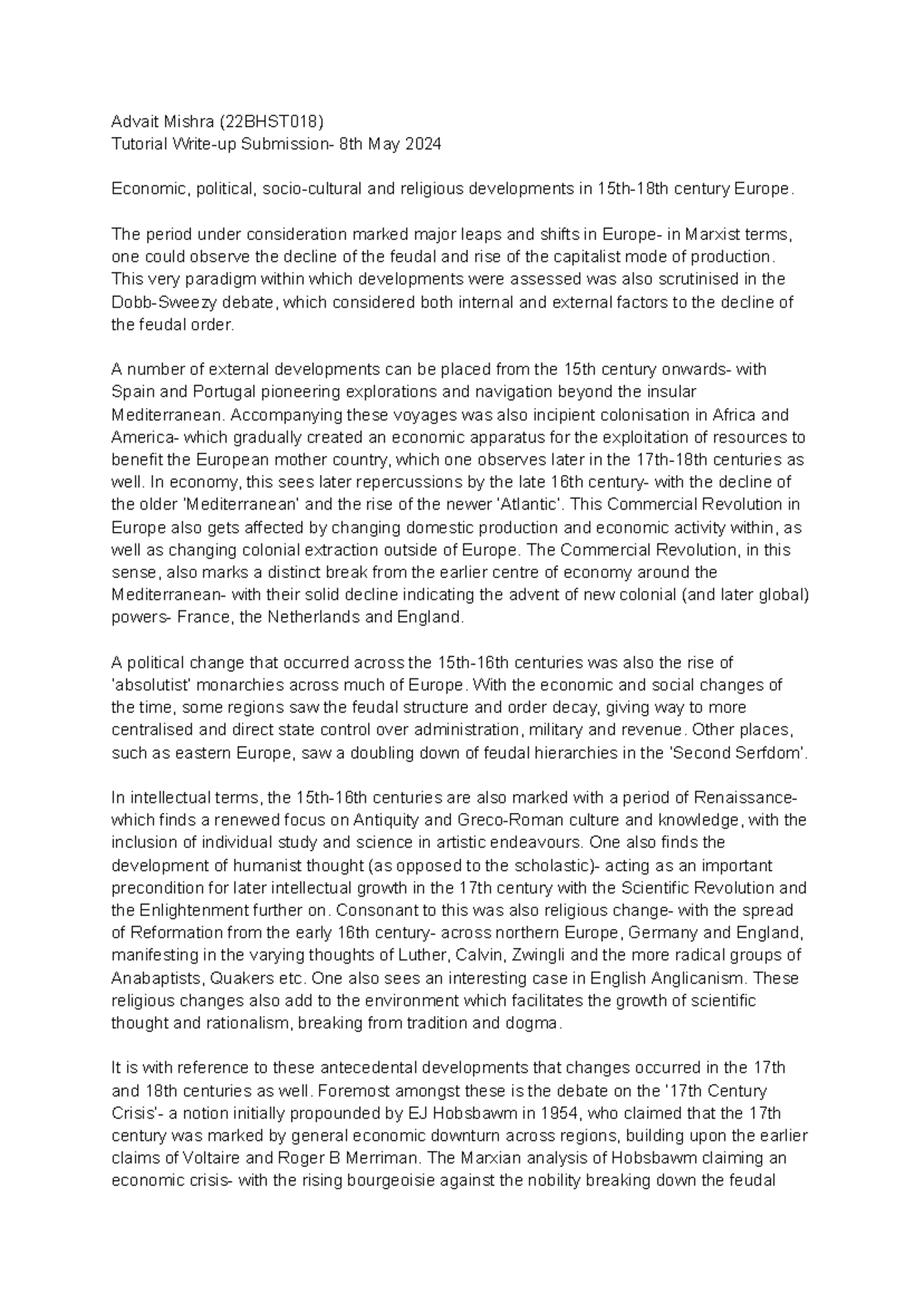 RMW mega tut writeup 8 may - Advait Mishra (22BHST018) Tutorial Write ...