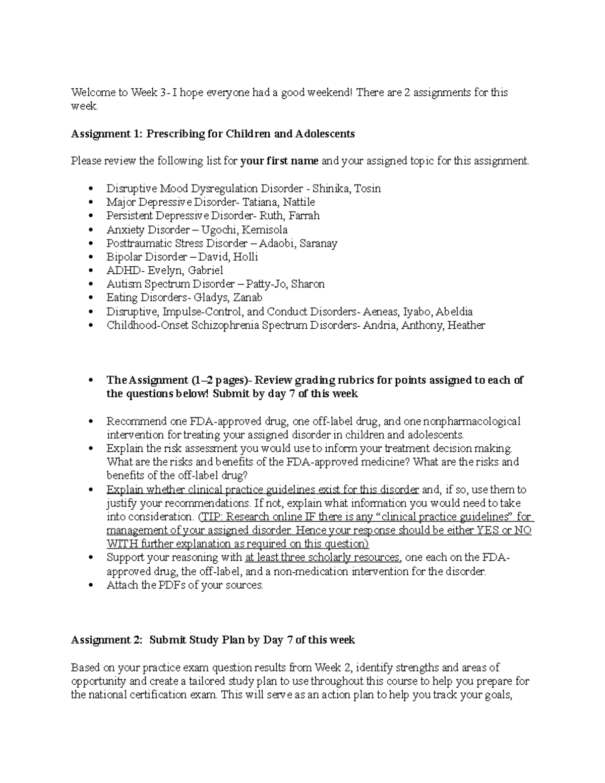 Welcome to Week 3 - notes - Welcome to Week 3- I hope everyone had a ...