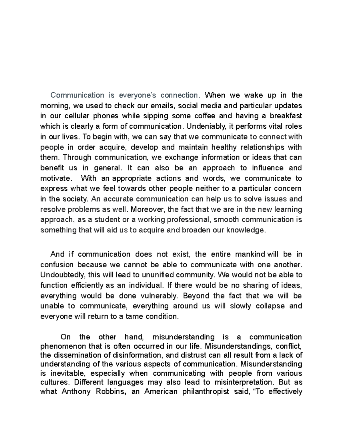 Communication - asdfhj - Communication is everyone’s connection. When ...