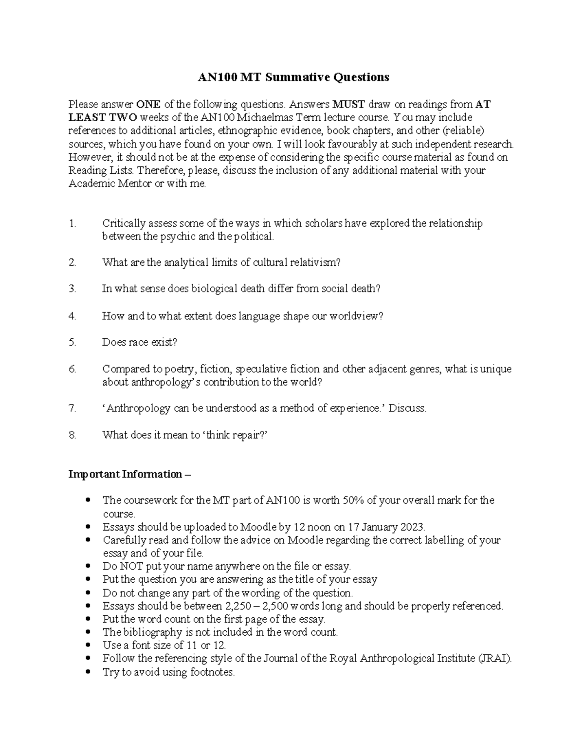 AN100 MT 2022 Summative Questions - AN100 MT Summative Questions Please ...