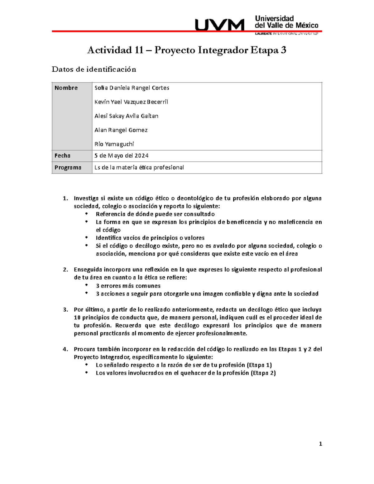 A11_proyecto integrador etapa 3 - Actividad 11 – Proyecto Integrador Etapa 3 Datos de ...