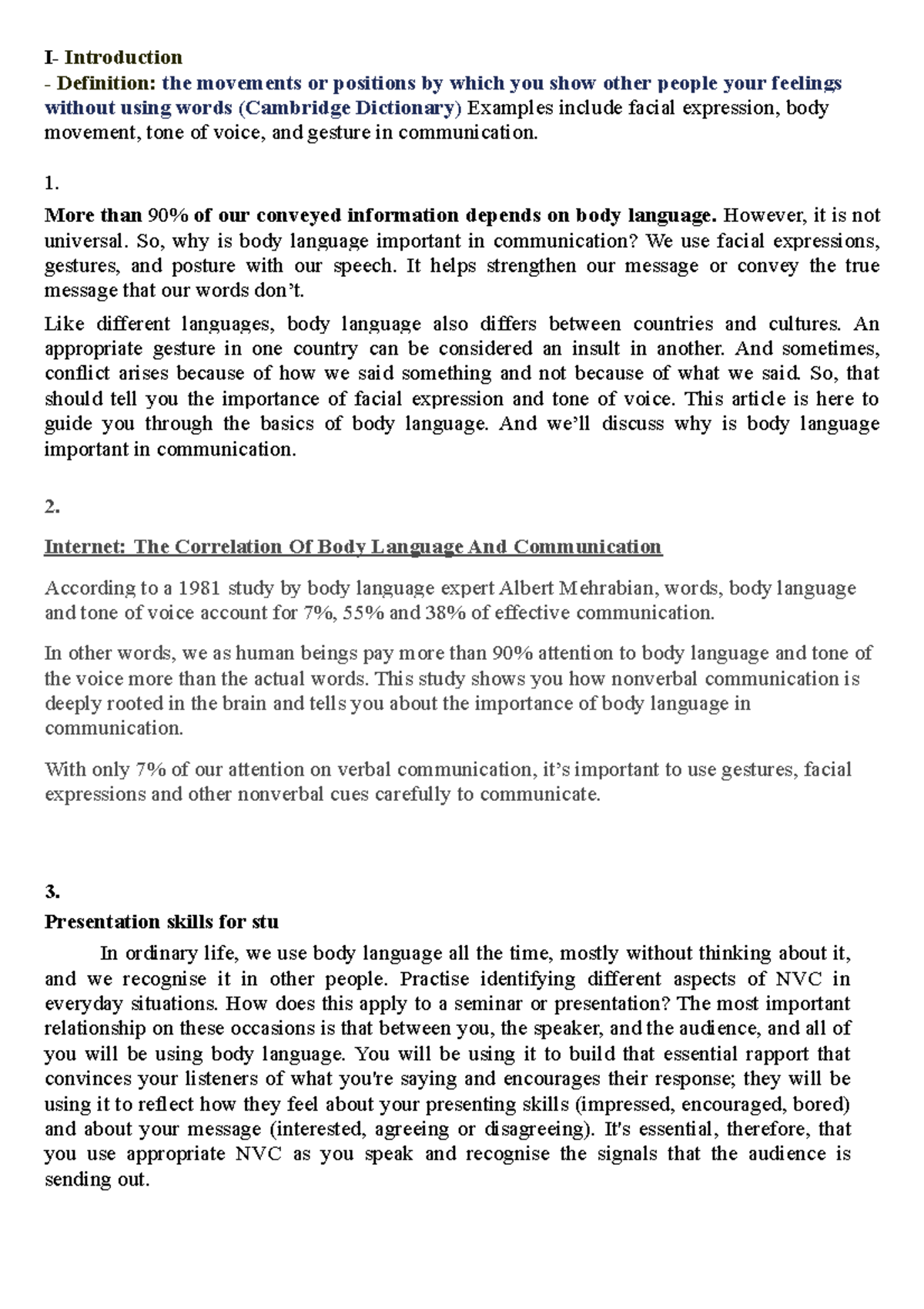 Facial Expression - THT B2 - I- Introduction Definition: the movements ...