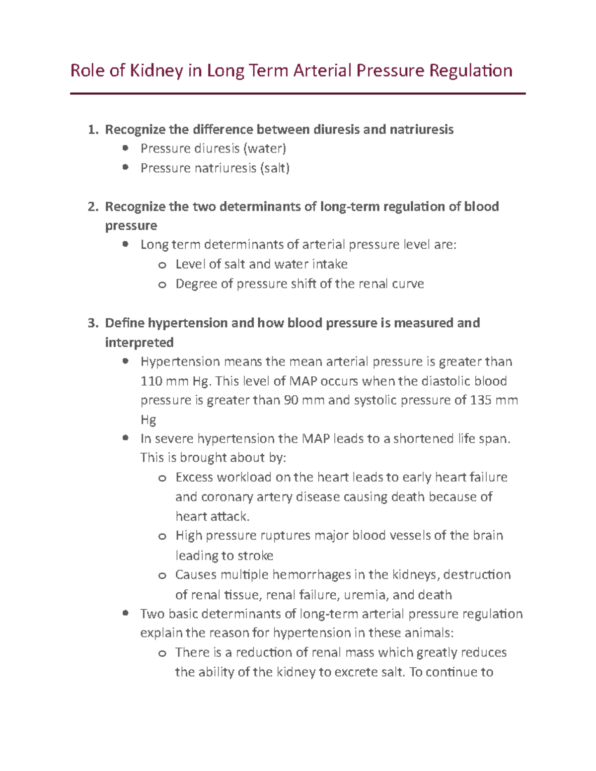 Role of Kidney in Long Term Arterial Pressure Regulation - Recognize ...