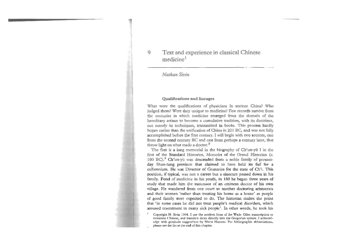 Weekk 3 Sivin 1994 - 9 Text and experience in classical Chinese ...