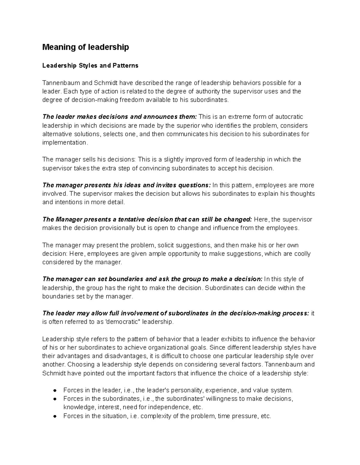 Meaning of leadership - Meaning of leadership Leadership Styles and ...