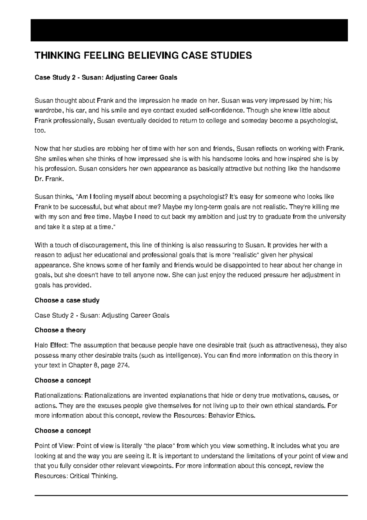 PSYC3520-Thinking Feeling Believing Case Studies - THINKING FEELING BELIEVING CASE STUDIES Case ...